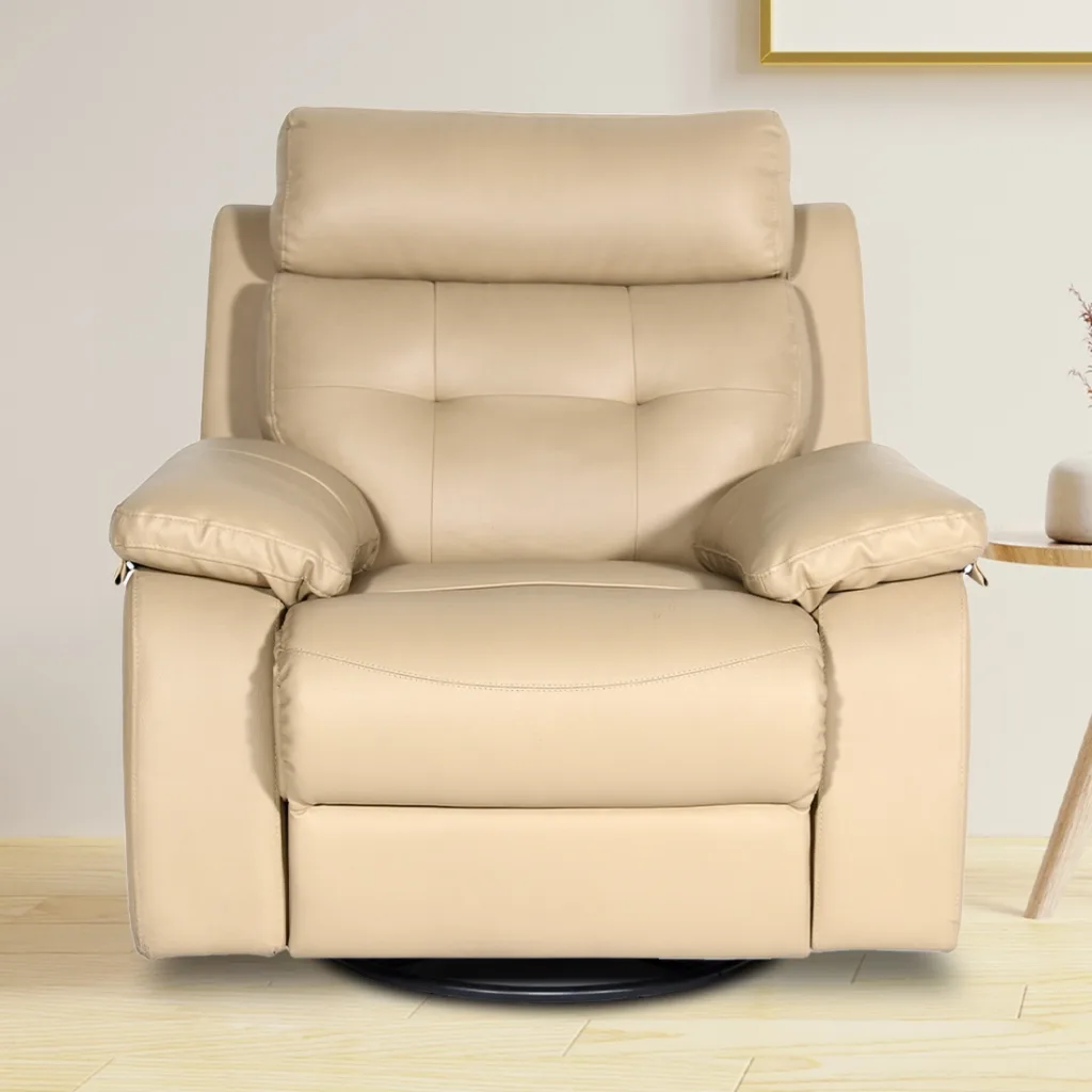 Single Seater Rocking and Revolving Recliner Chair Half Leather Style ...