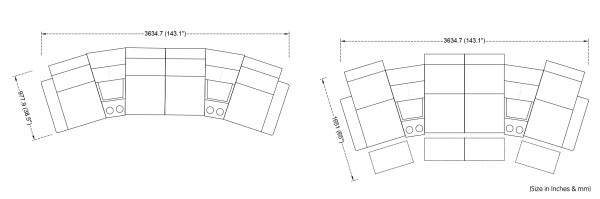 Modena - 4 Seater Curve TV Sectional Recliner Sofa