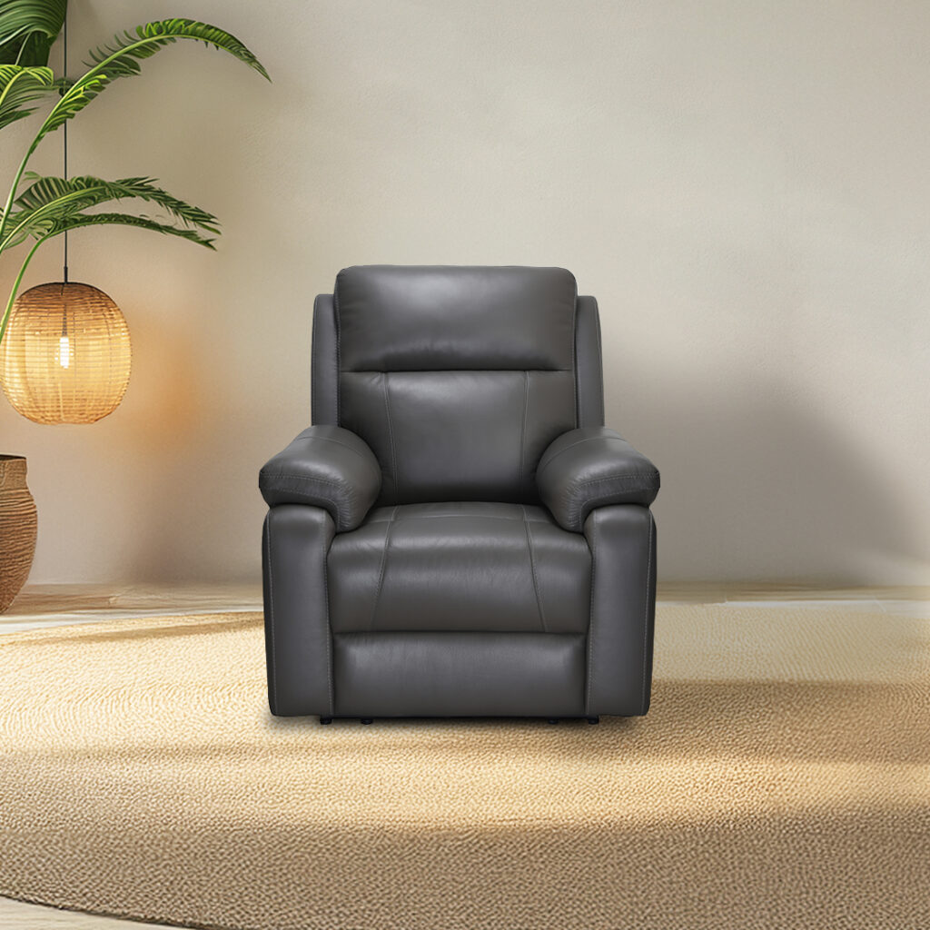 Single Seater Premium Half Leather Living Room Recliner Sofa Set - Omega
